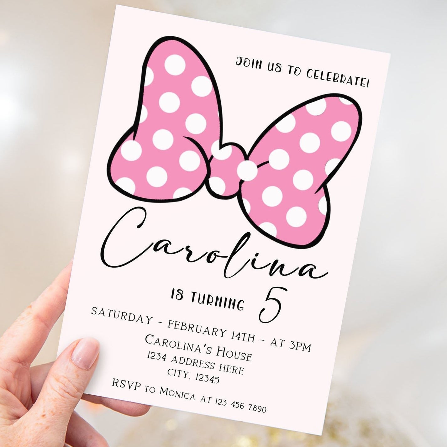 Customizable Minnie Mouse Birthday Invitation – Mama Life Printables