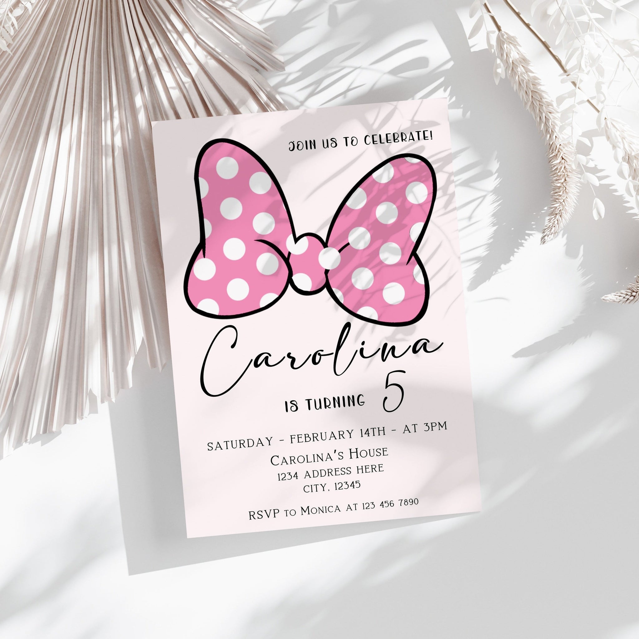 Customizable Minnie Mouse Birthday Invitation – Mama Life Printables