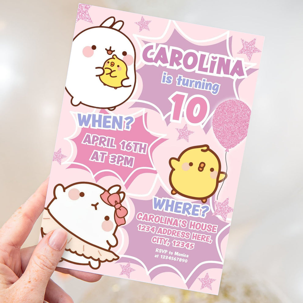 Editable Molang & Piu Piu Birthday Invitation – Mama Life Printables