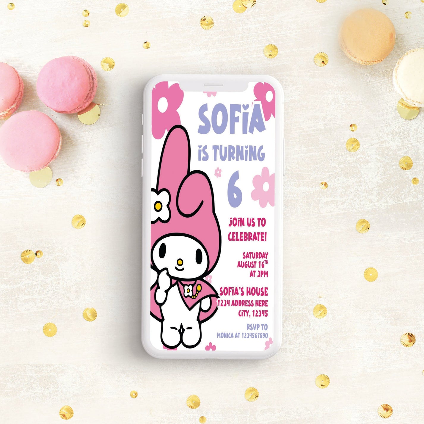 Sanrio My Melody Birthday Invitation | Printable & Digital Template ...
