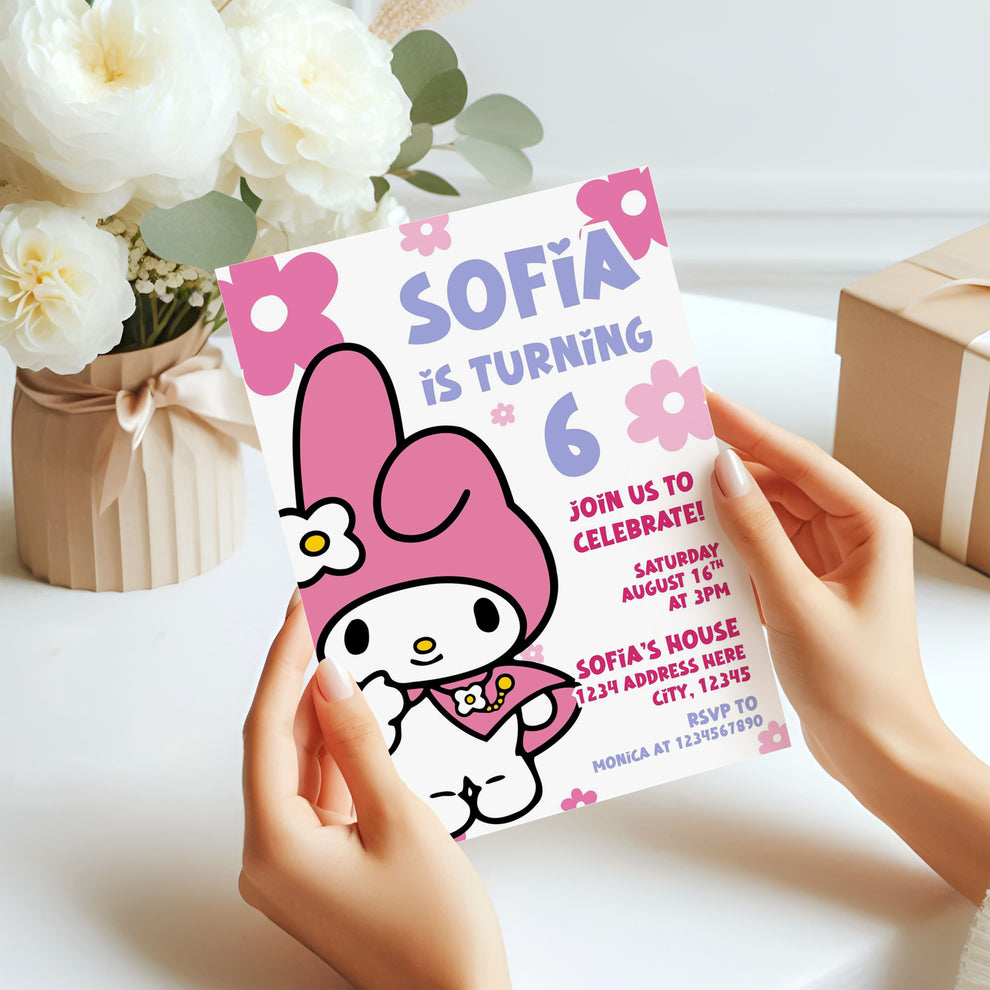 Sanrio My Melody Birthday Invitation | Printable & Digital Template ...