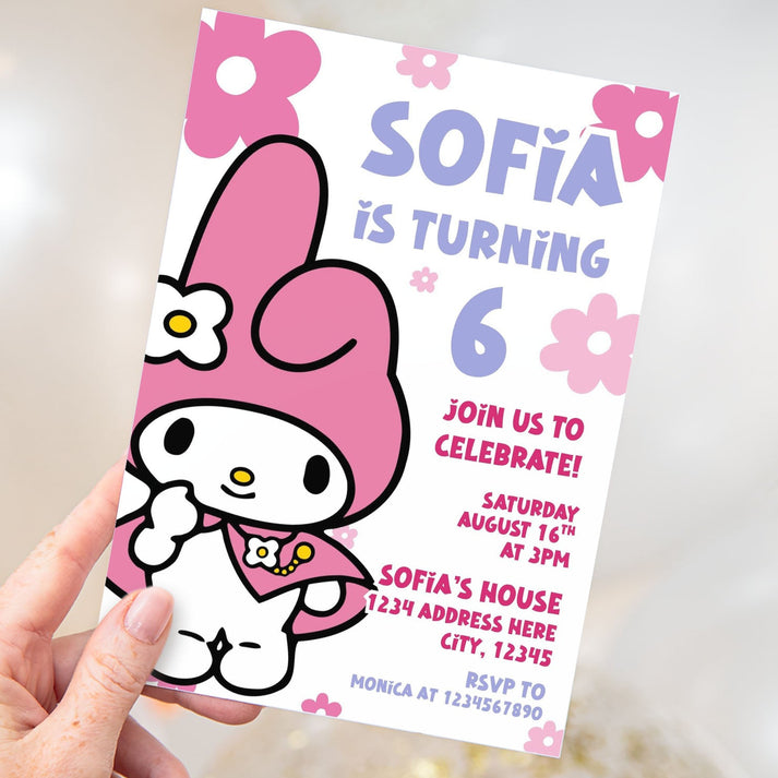 Sanrio My Melody Birthday Invitation | Printable & Digital Template ...