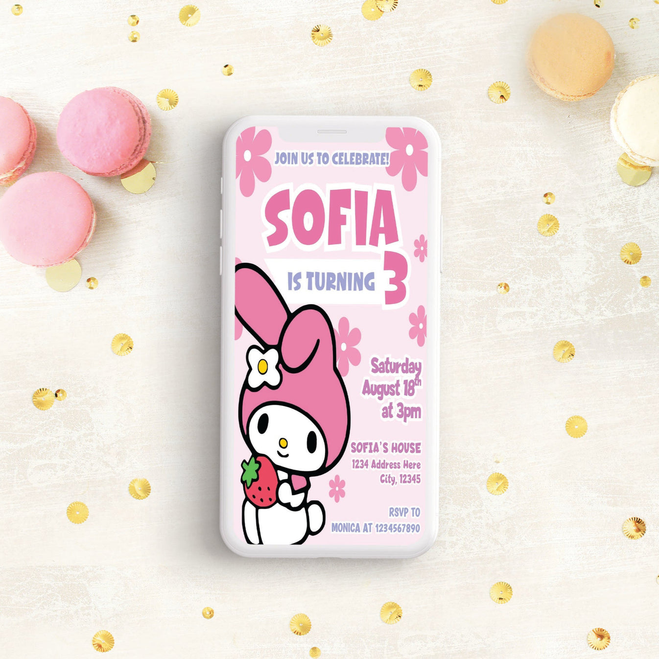 Kawaii My Melody Editable Birthday Invitation – Mama Life Printables