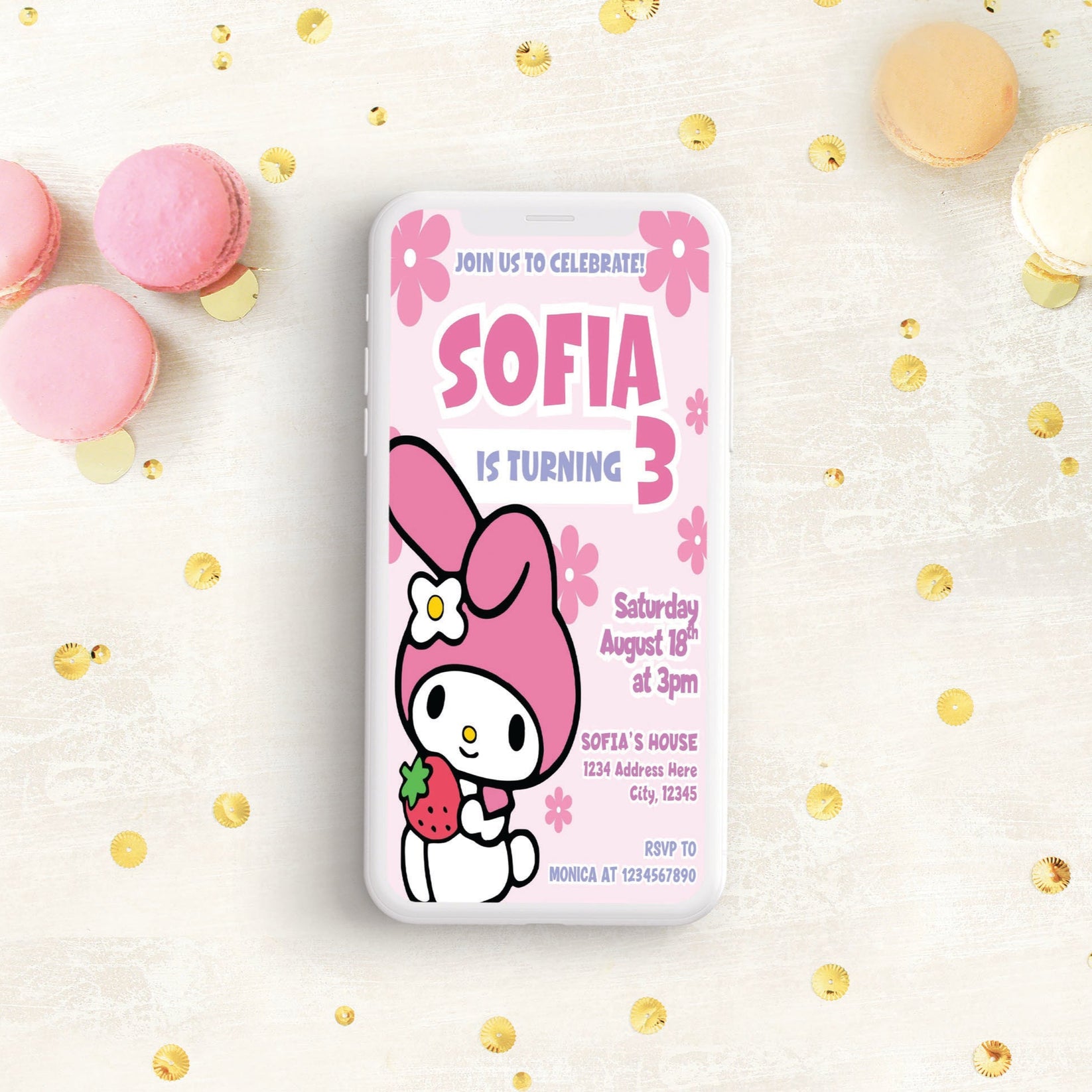 Kawaii My Melody Editable Birthday Invitation – Mama Life Printables