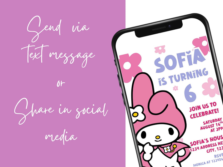 Sanrio My Melody Birthday Invitation | Printable & Digital Template ...