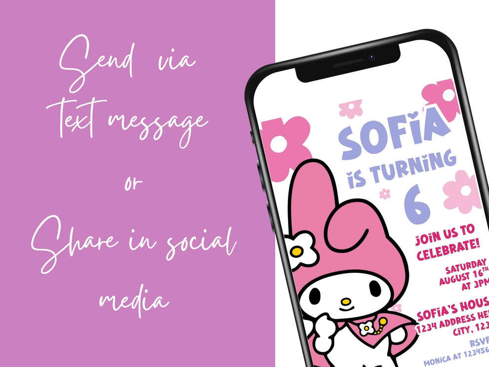 Sanrio My Melody Birthday Invitation | Printable & Digital Template ...