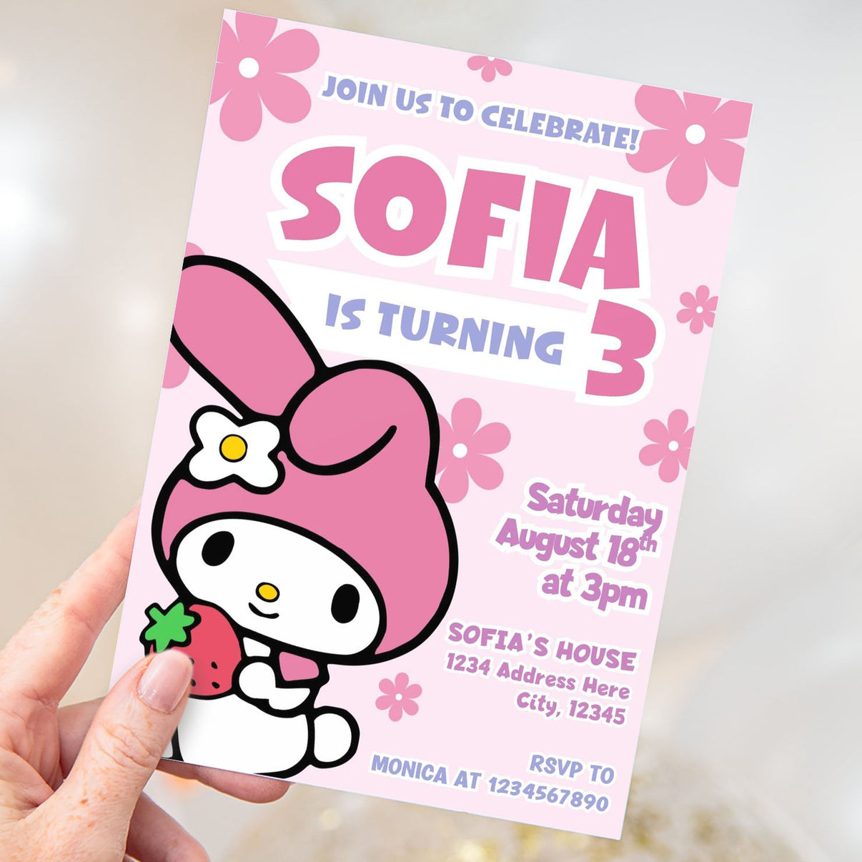 My Melody Digital Invitation | Editable Birthday Party Template – Mama ...
