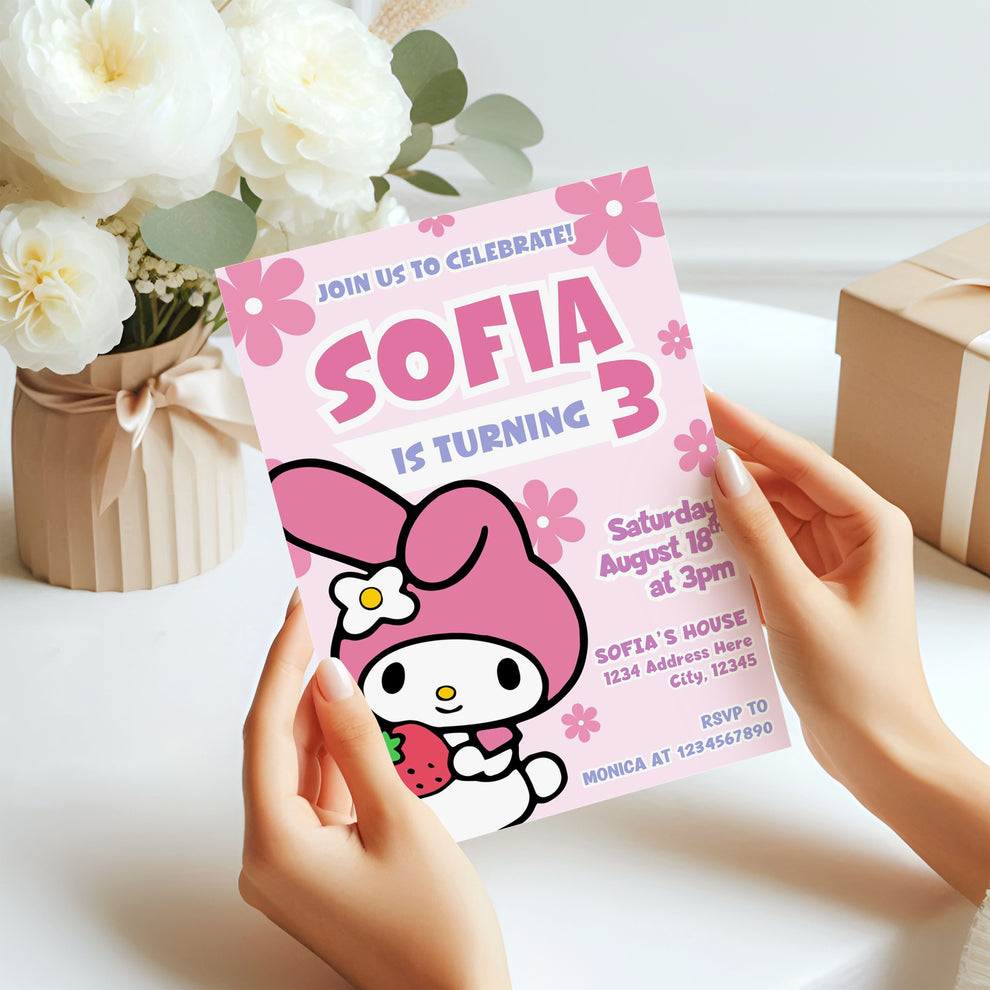 Kawaii My Melody Editable Birthday Invitation – Mama Life Printables