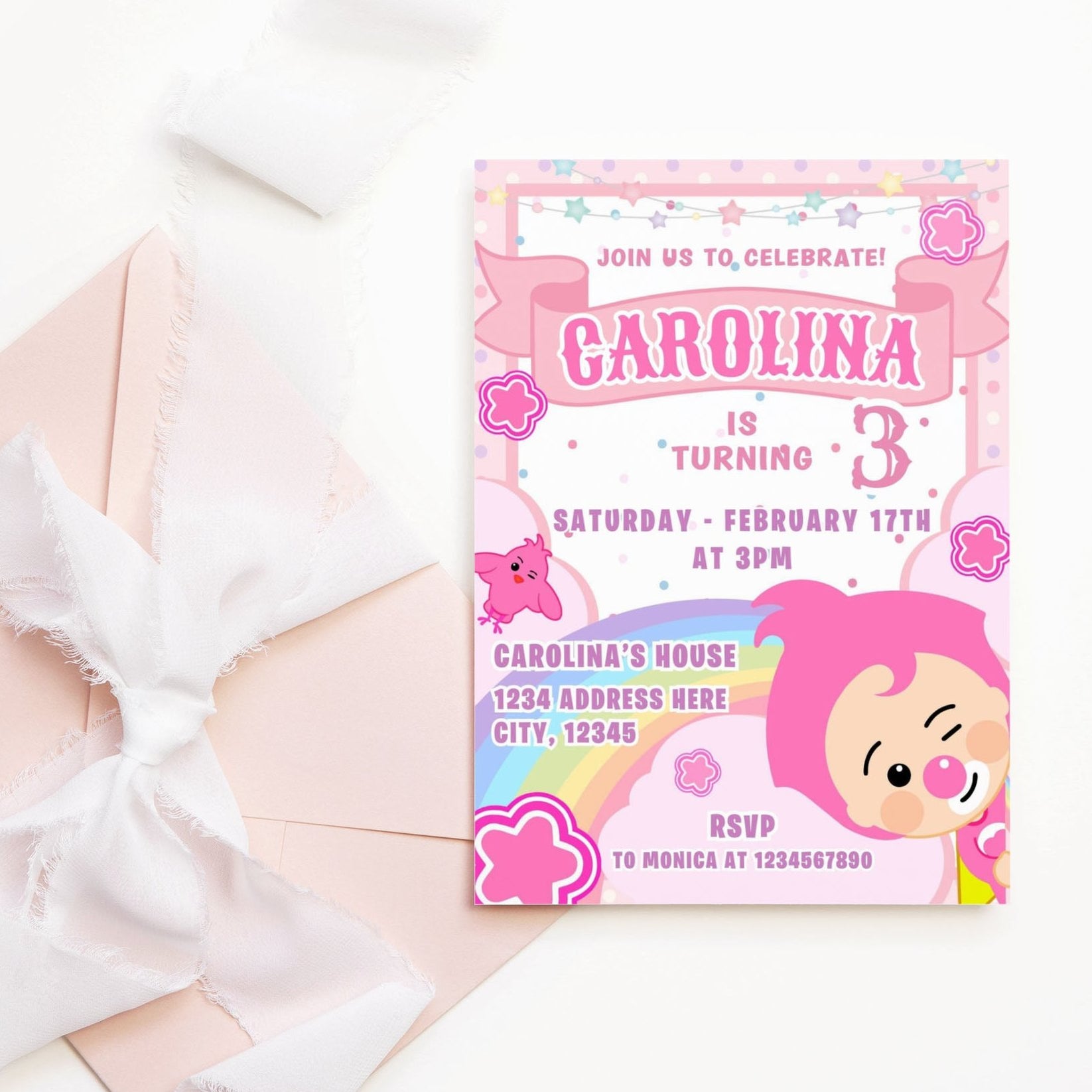 Plim Plim Pink Birthday Invitation Template – Mama Life Printables