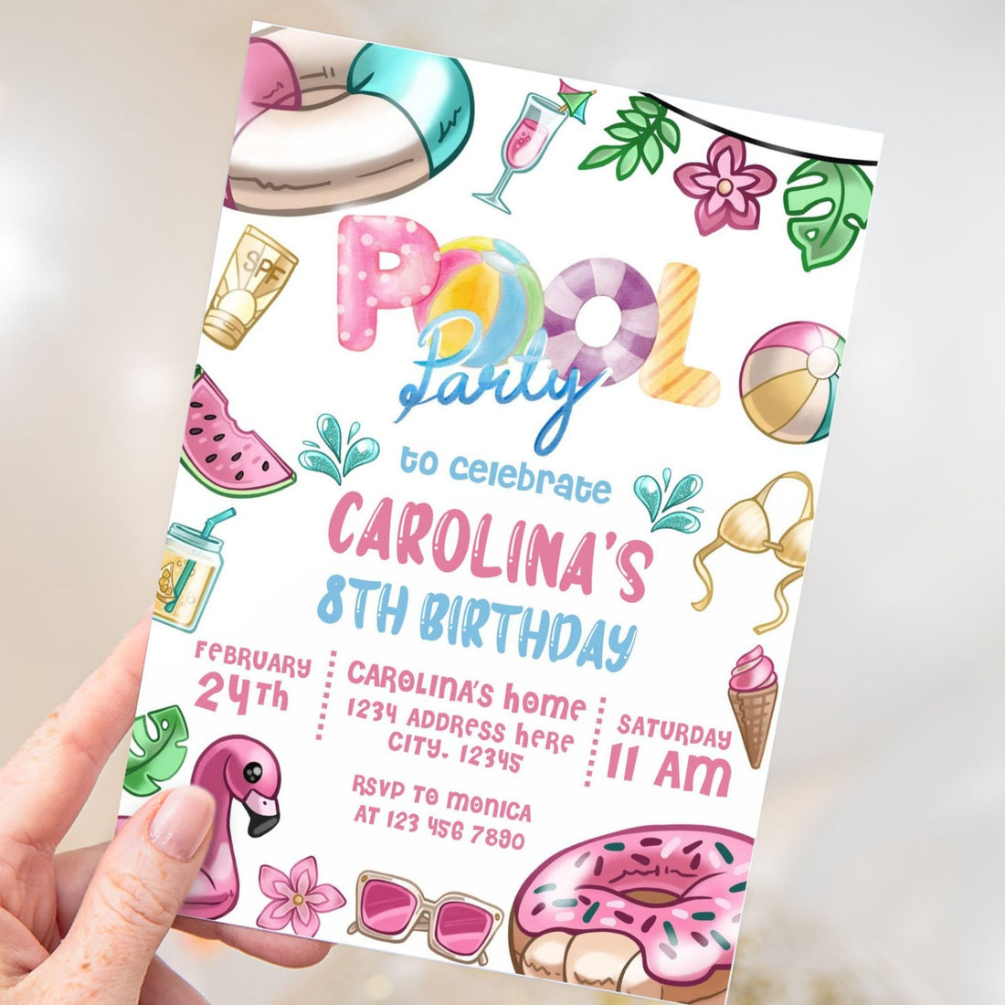 Pool Party Birthday Invitation – Mama Life Printables
