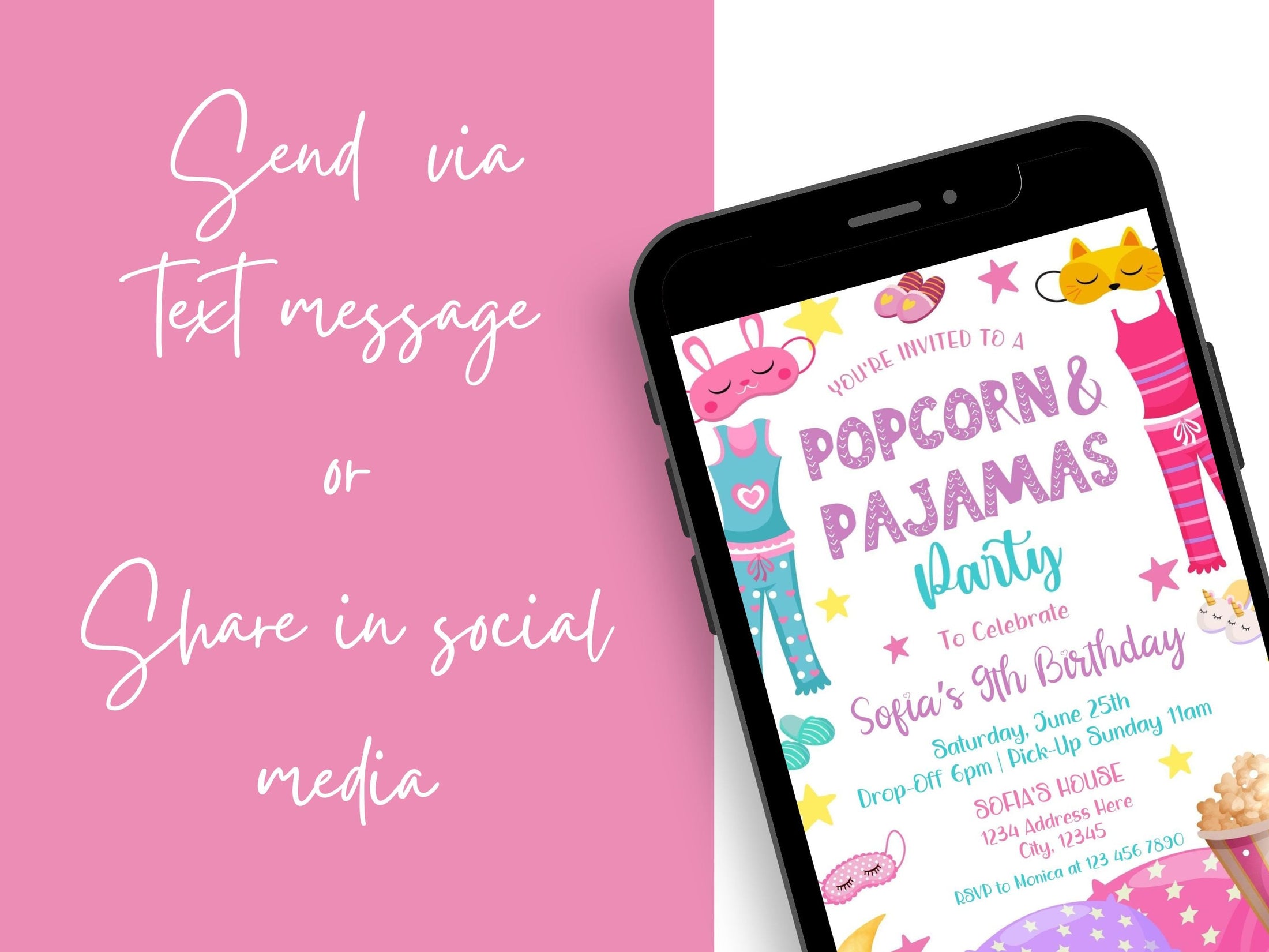 Popcorn and Pajamas Invitation Template – Mama Life Printables