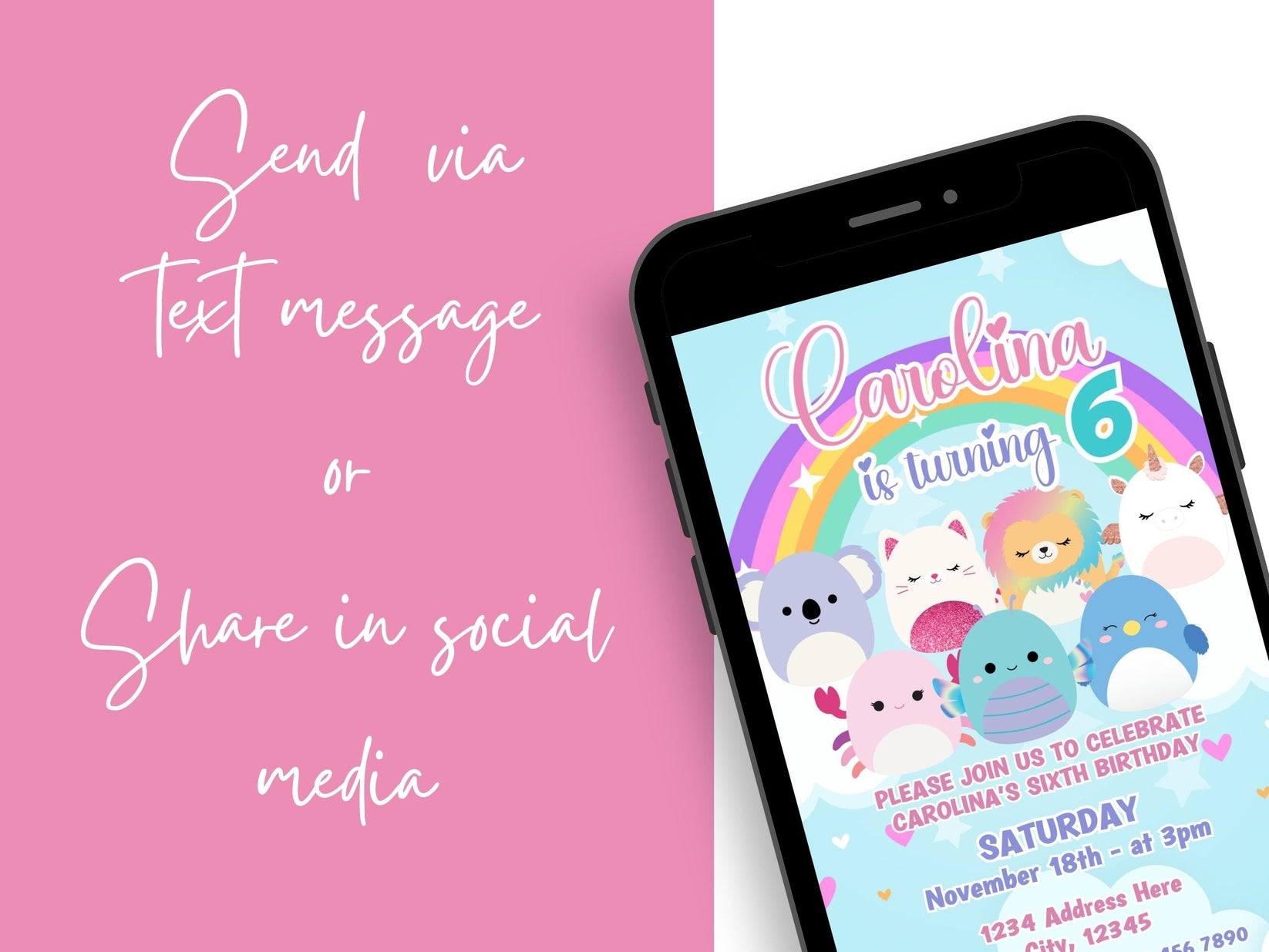 Squishmallows Birthday Invitation – Mama Life Printables