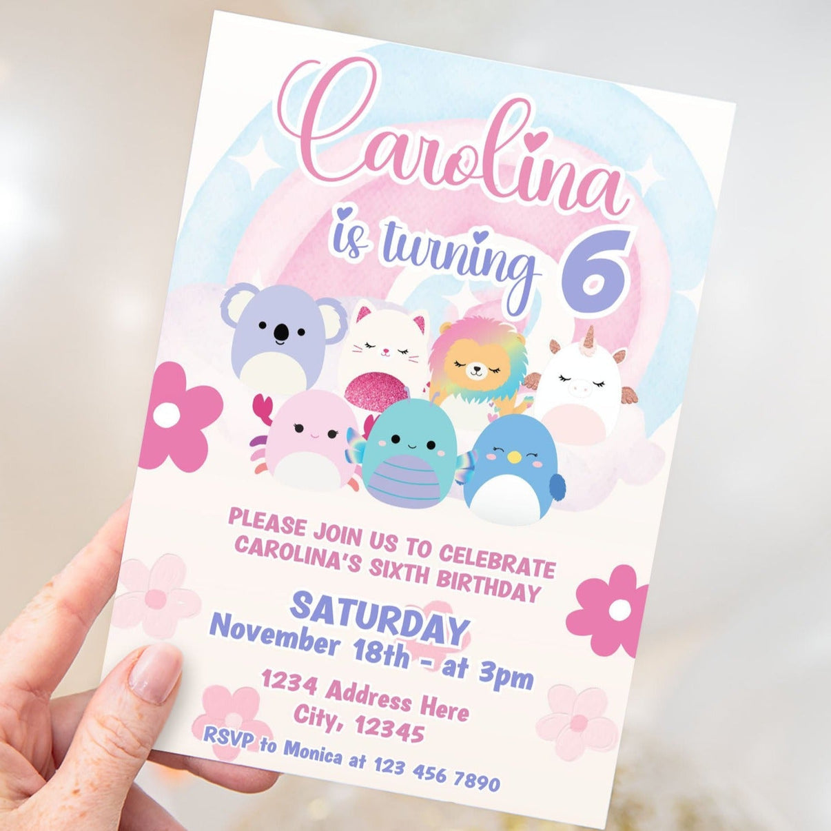 Squishmallows Editable Invitation – Mama Life Printables