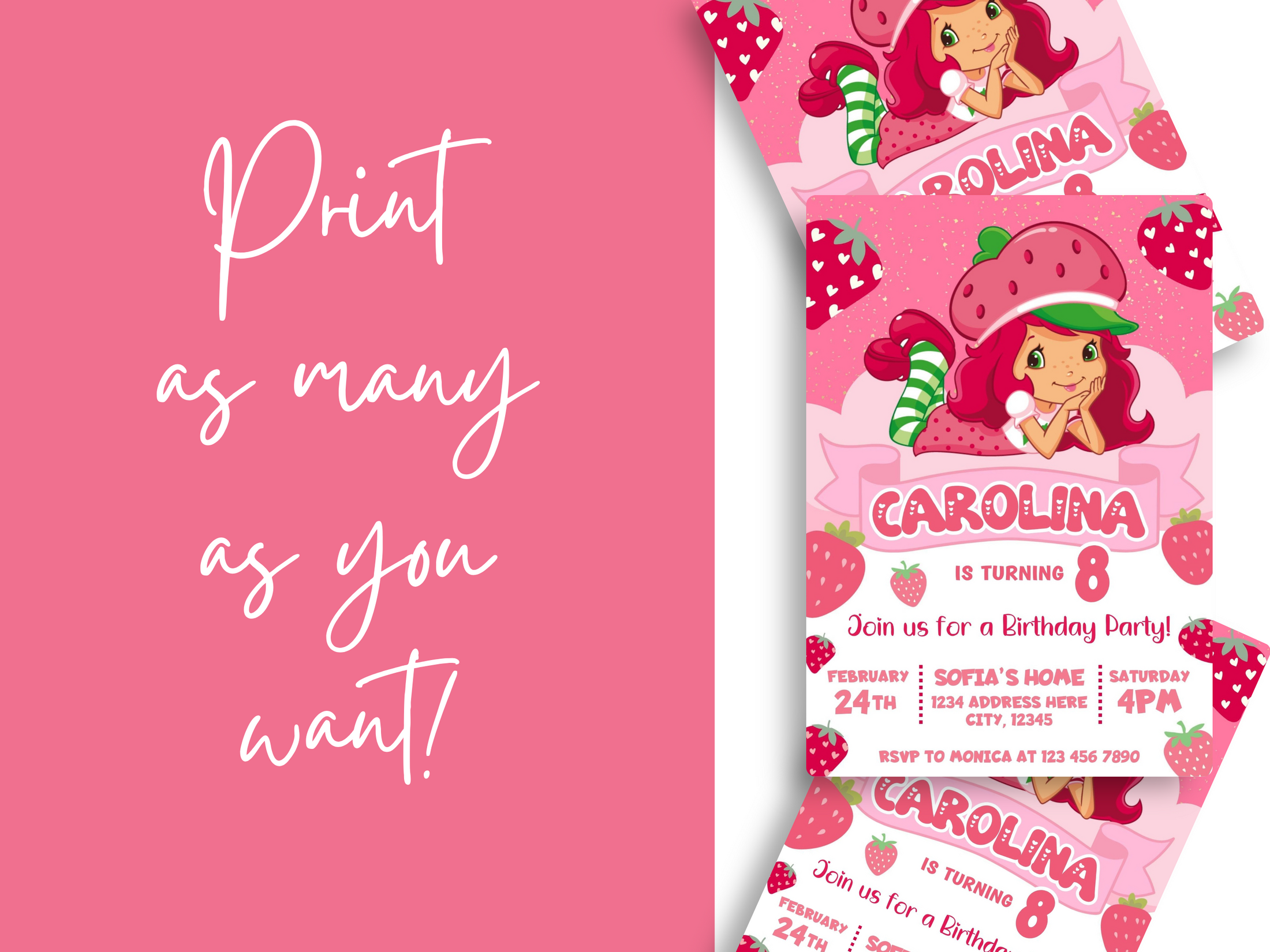 Strawberry Shortcake Birthday Invitation – Mama Life Printables