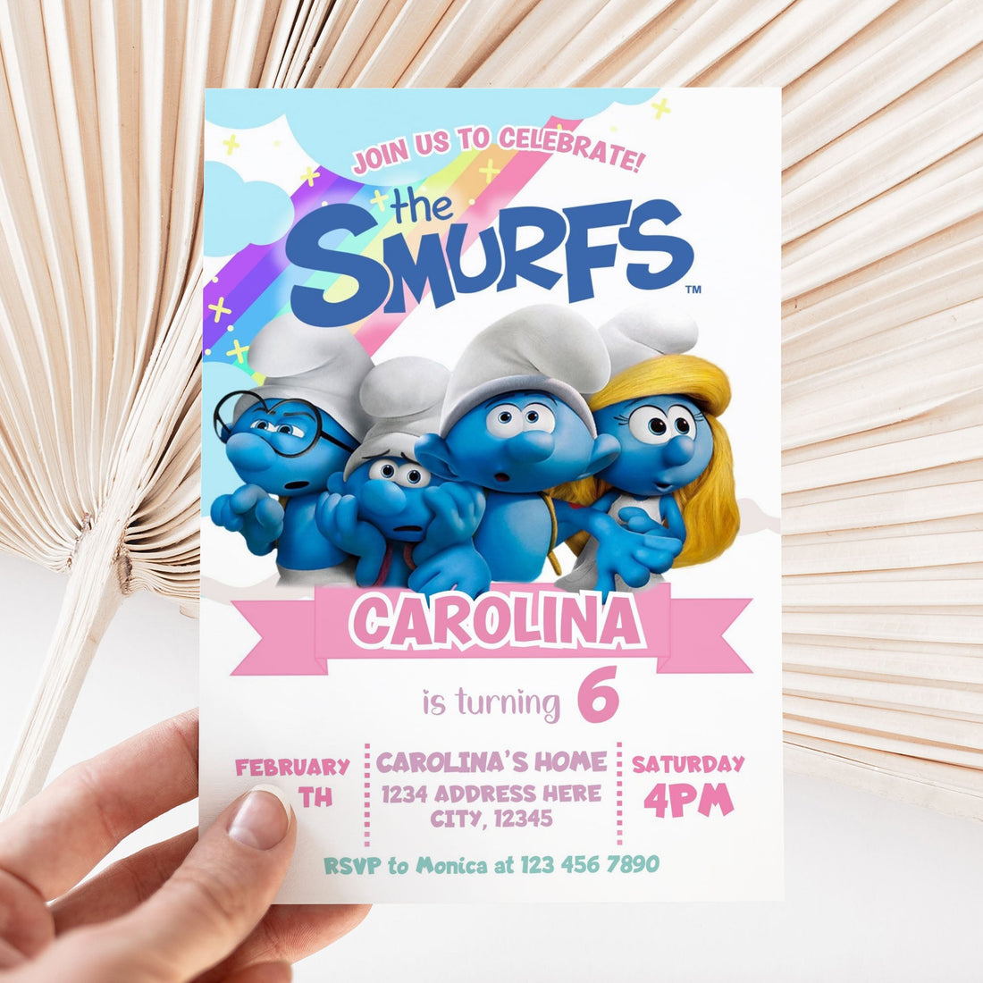 The Smurfs Birthday Invitation Template – Customize Yours Now! – Mama ...