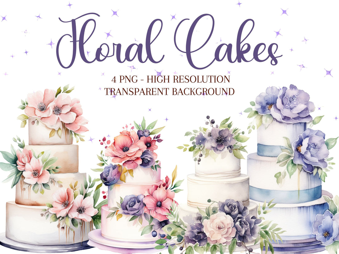 Watercolor Wedding Cakes PNG Cliparts – Mama Life Printables