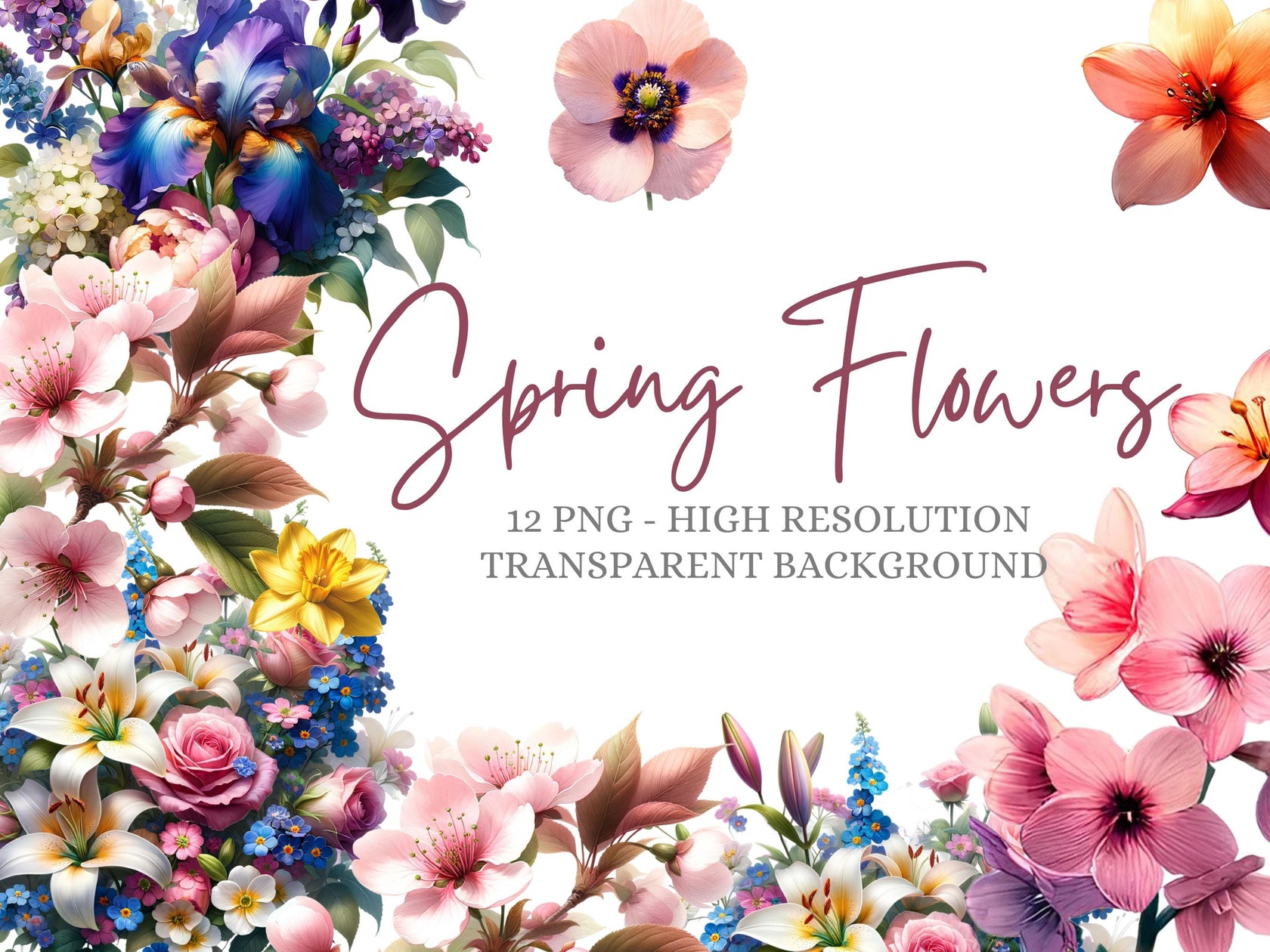 Spring Flowers Cliparts – Mama Life Printables