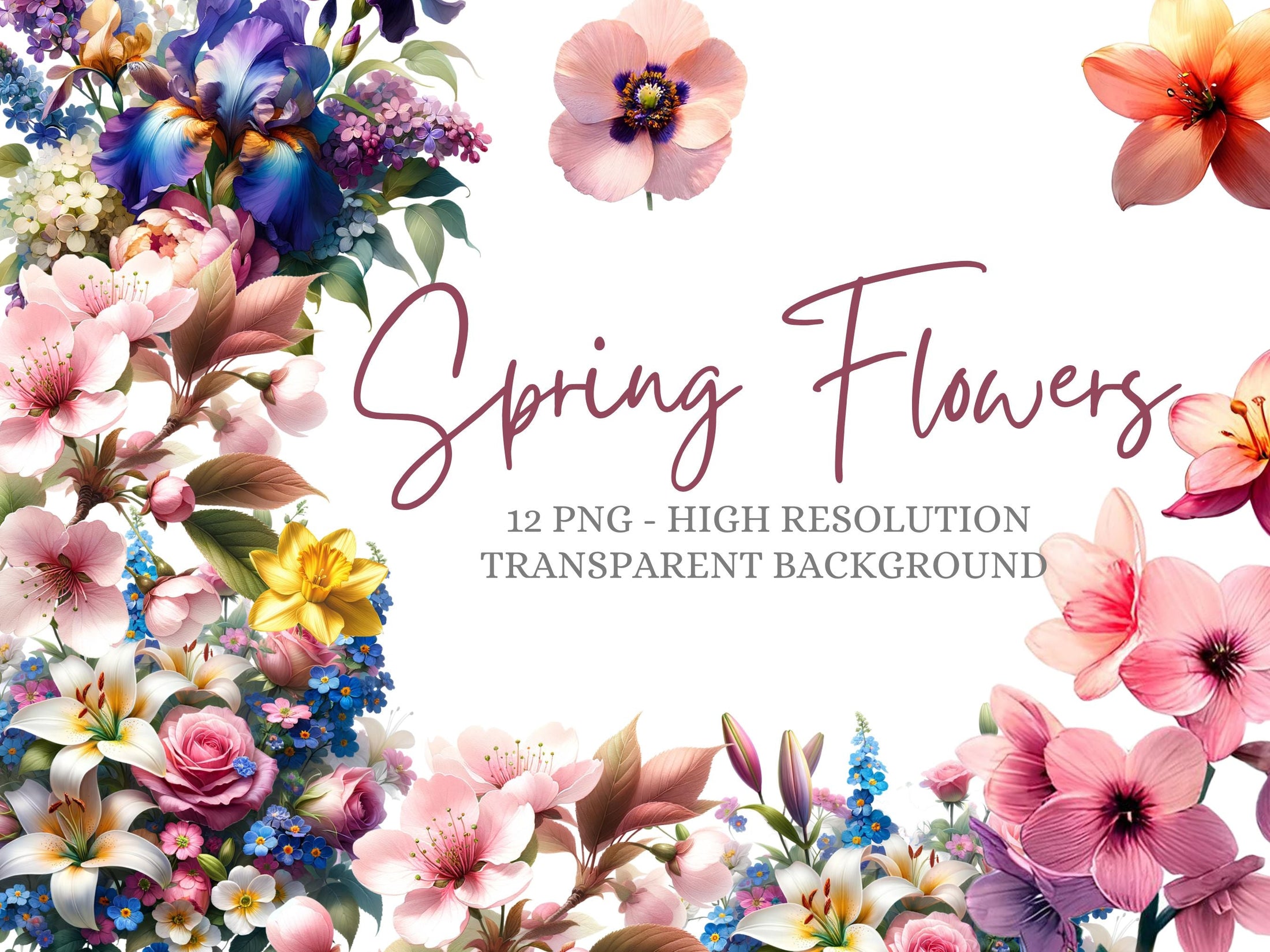 Spring Flowers Cliparts – Mama Life Printables