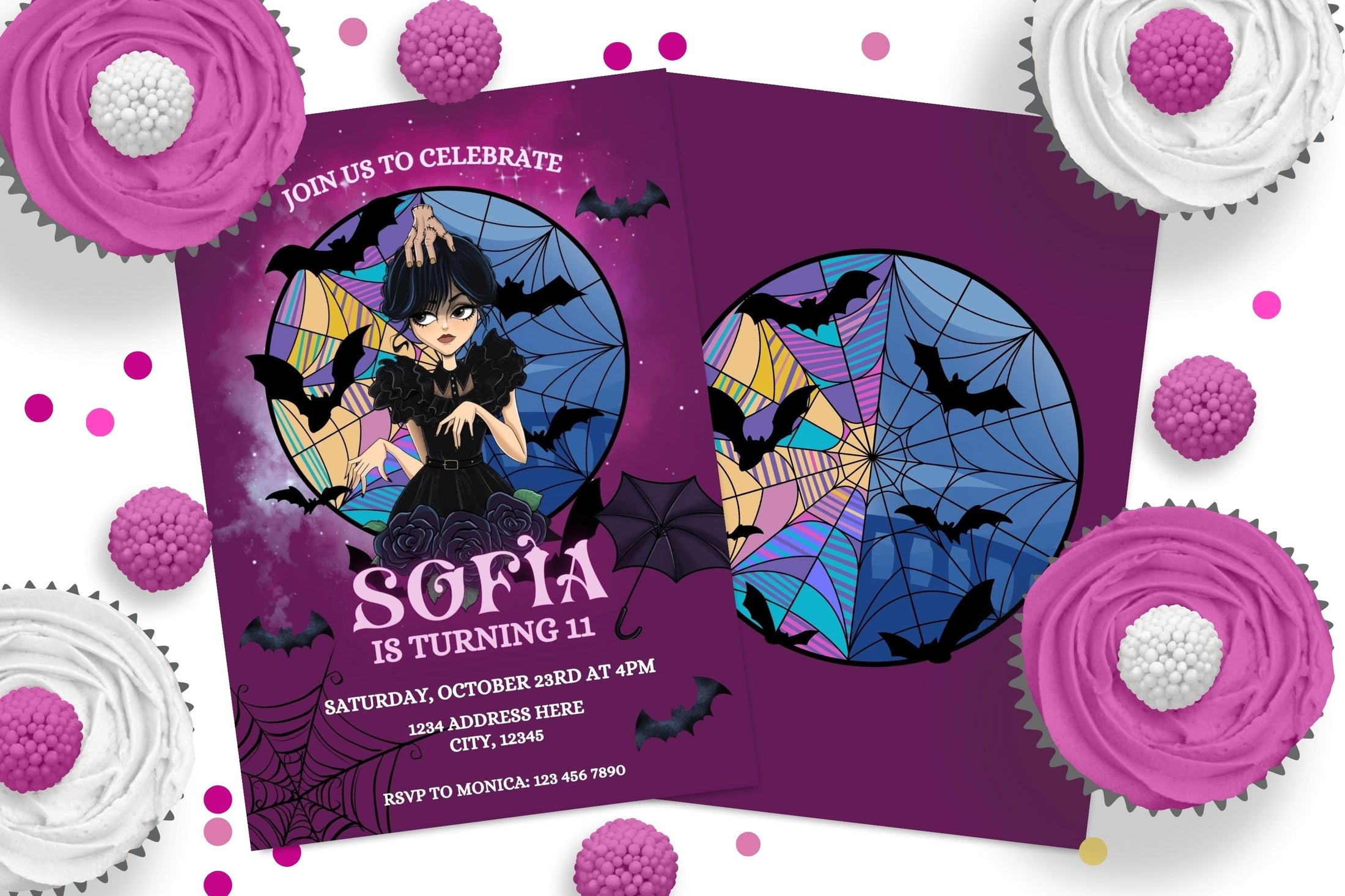 Custom Wednesday Addams Invitation – Mama Life Printables