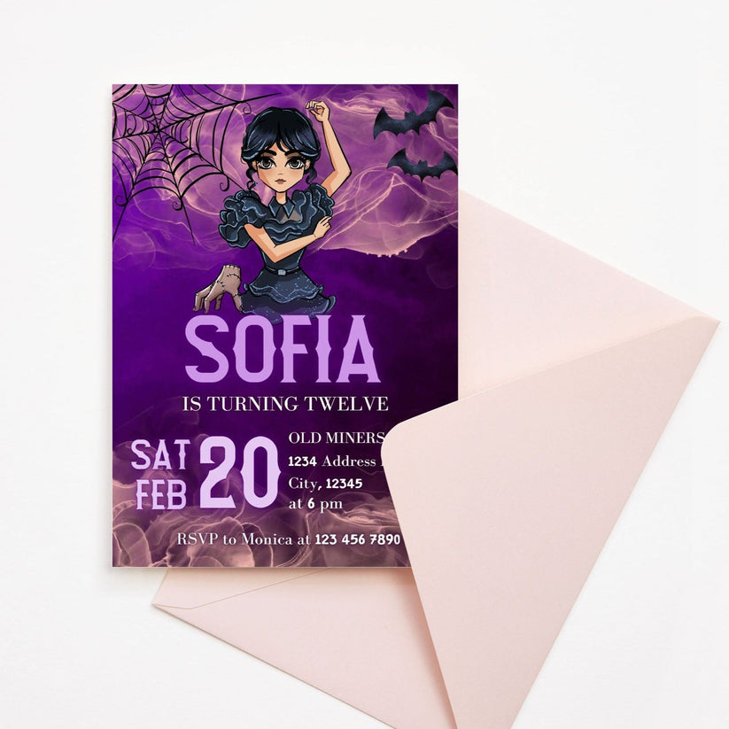 Wednesday Addams Invitation Template – Mama Life Printables