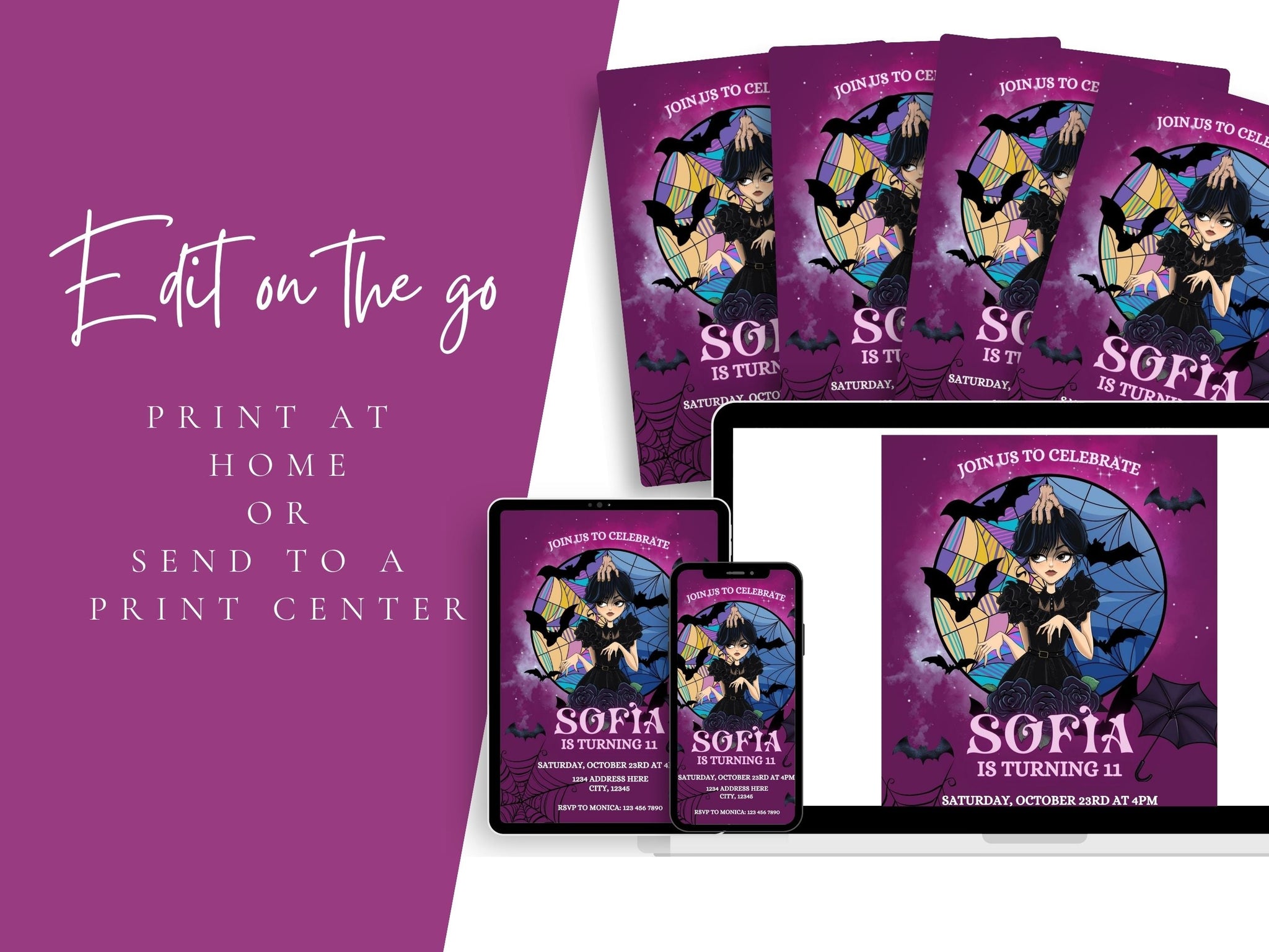 Custom Wednesday Addams Invitation – Mama Life Printables