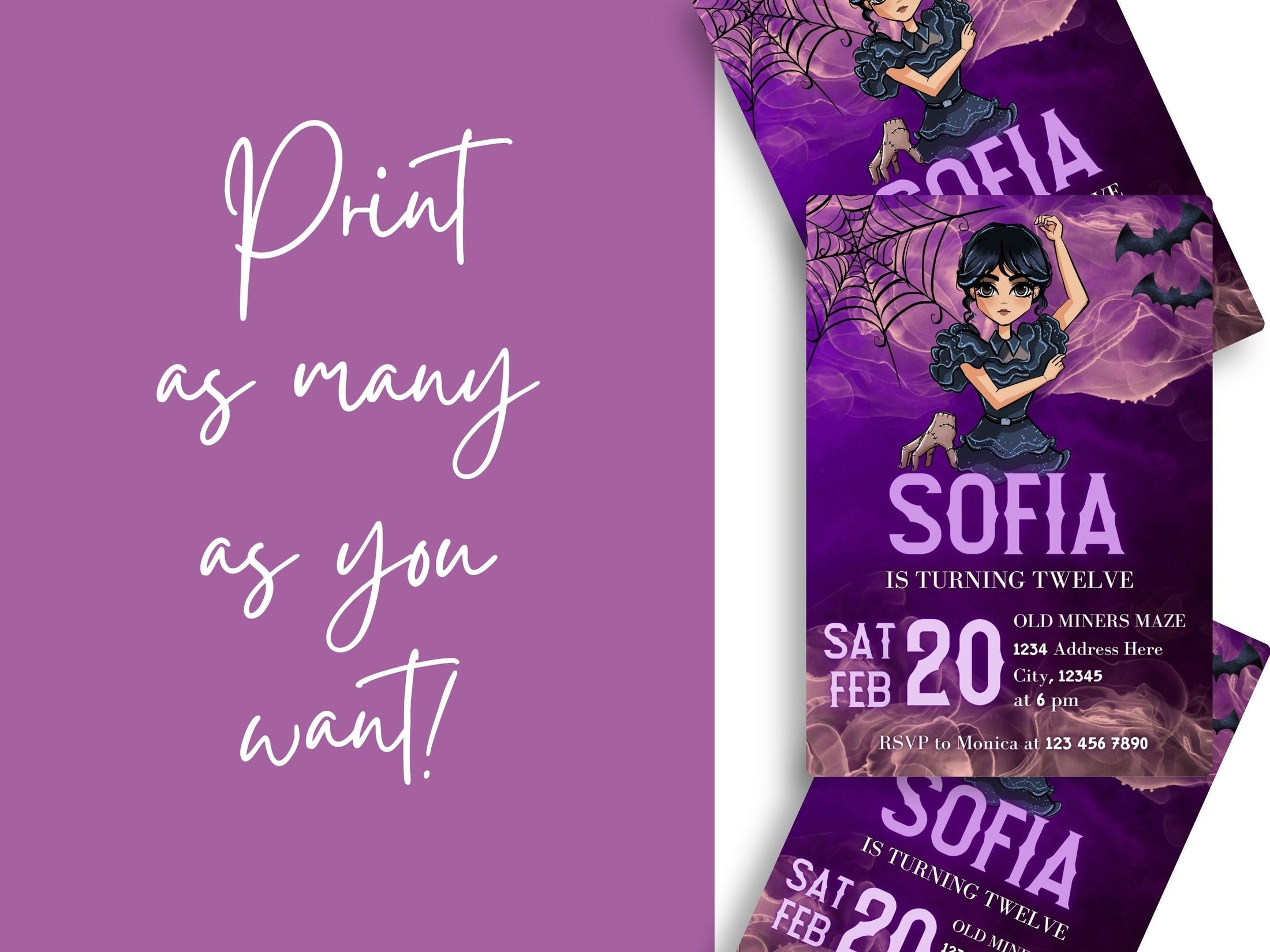Wednesday Addams Invitation Template – Mama Life Printables