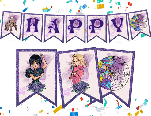 Wednesday Addams "Happy Birthday" Printable Bunting – Instant PDF ...